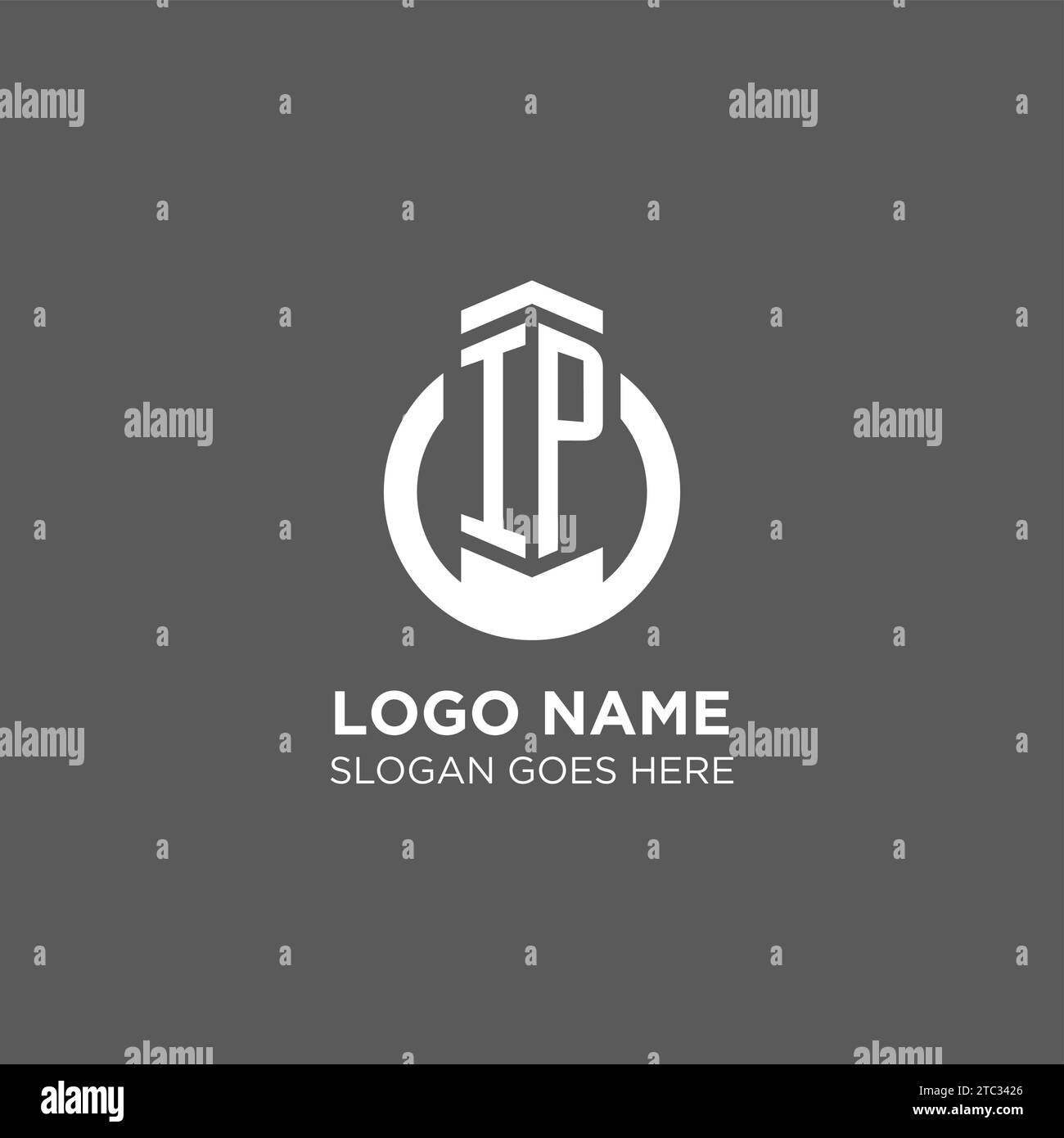 Initial IP circle round line logo, abstract company logo design ideas vector graphic Stock ...