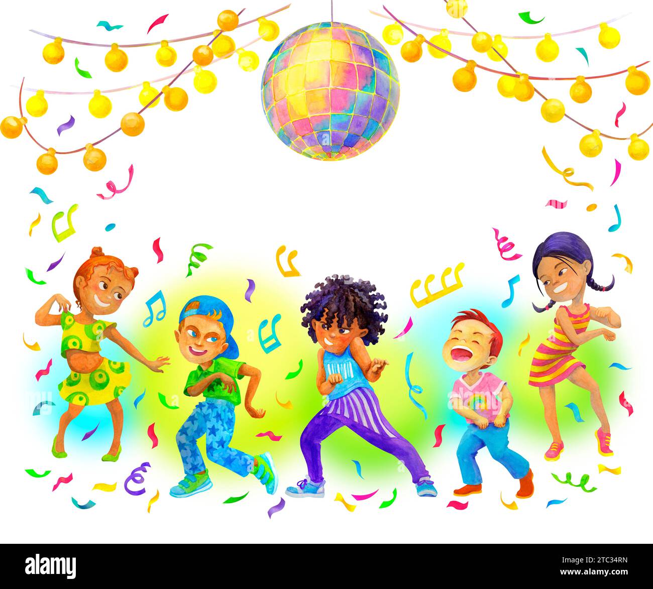 Children dancing cartoon hi-res stock photography and images - Alamy