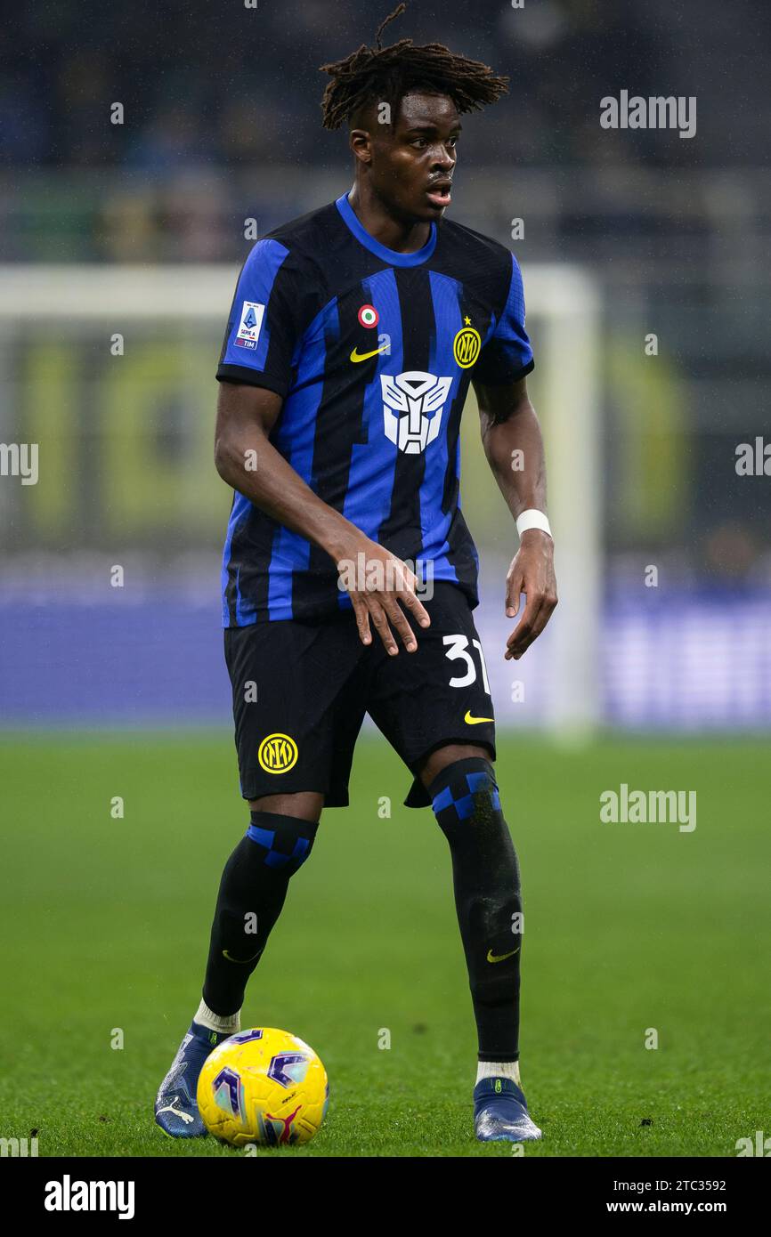 Milan, Italy. 9 December 2023. Yann Aurel Bisseck of FC Internazionale ...