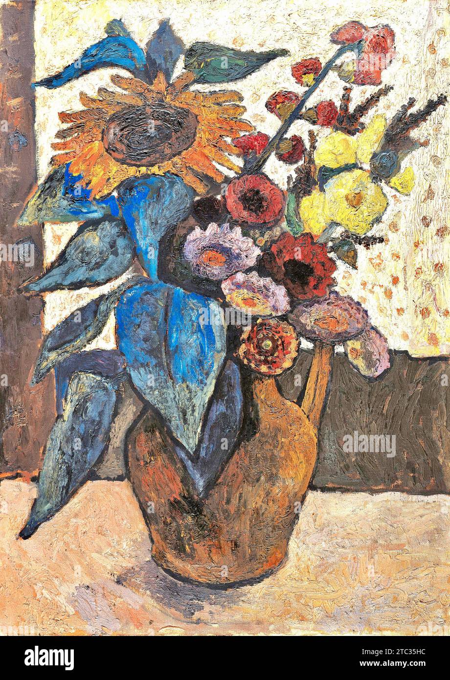 Paula Modersohn-Becker - Still Life with Sunflower, Hollyhocks and ...