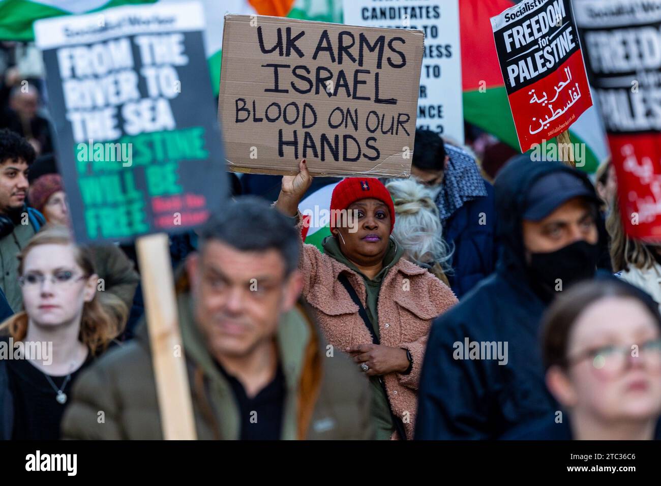 Liverpool, UK, 10 Dec 2023, Ceasefire now in Palestine protest. A ...