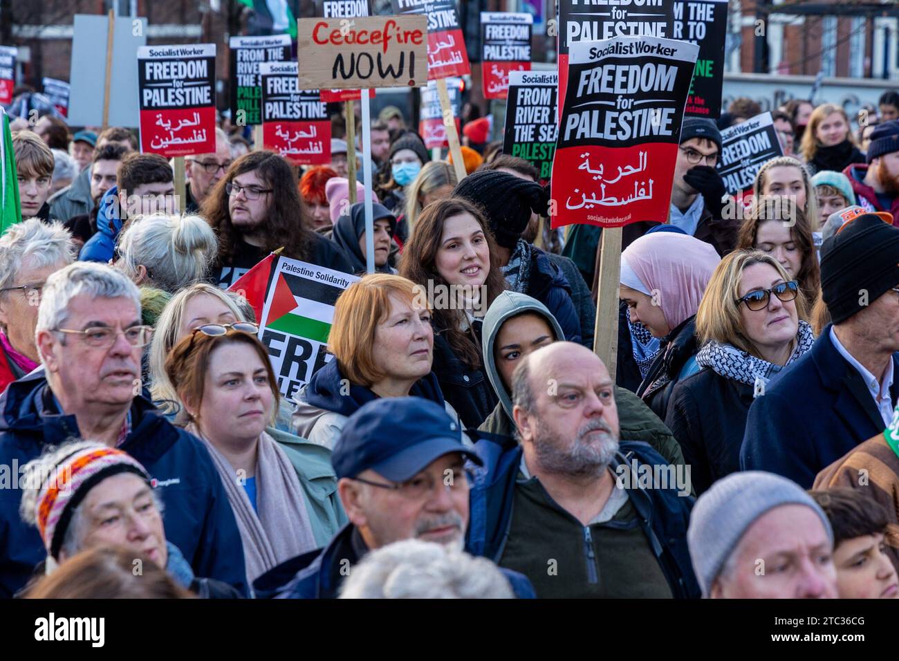 Liverpool, UK, 10 Dec 2023, Ceasefire now in Palestine protest ...