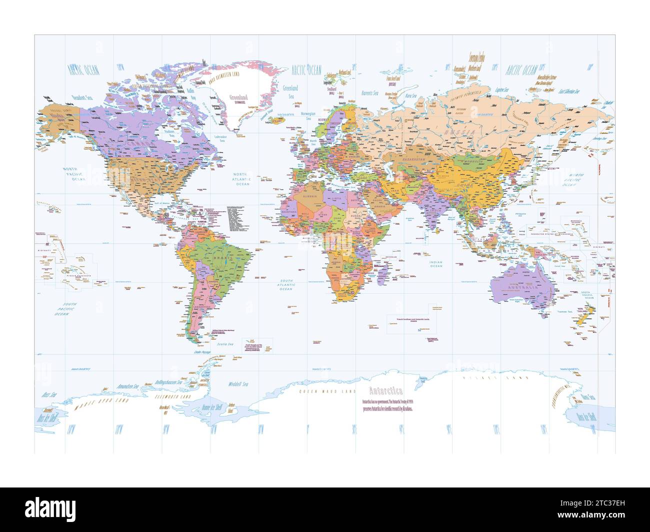 Political world map Miller projection Stock Vector Image & Art - Alamy