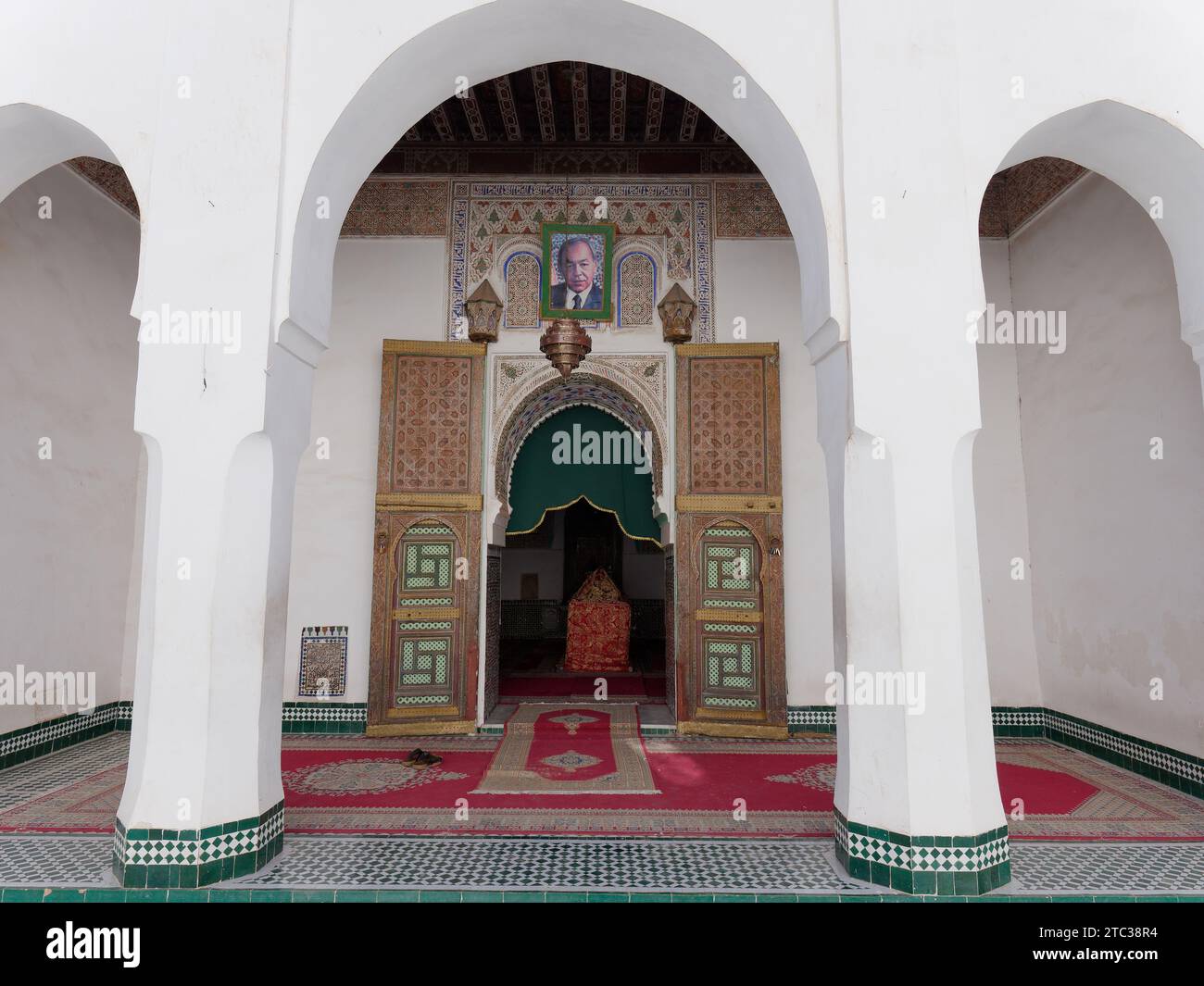 Shrine in the city of Marrakesh aka Marrakech with Mosque in the ...