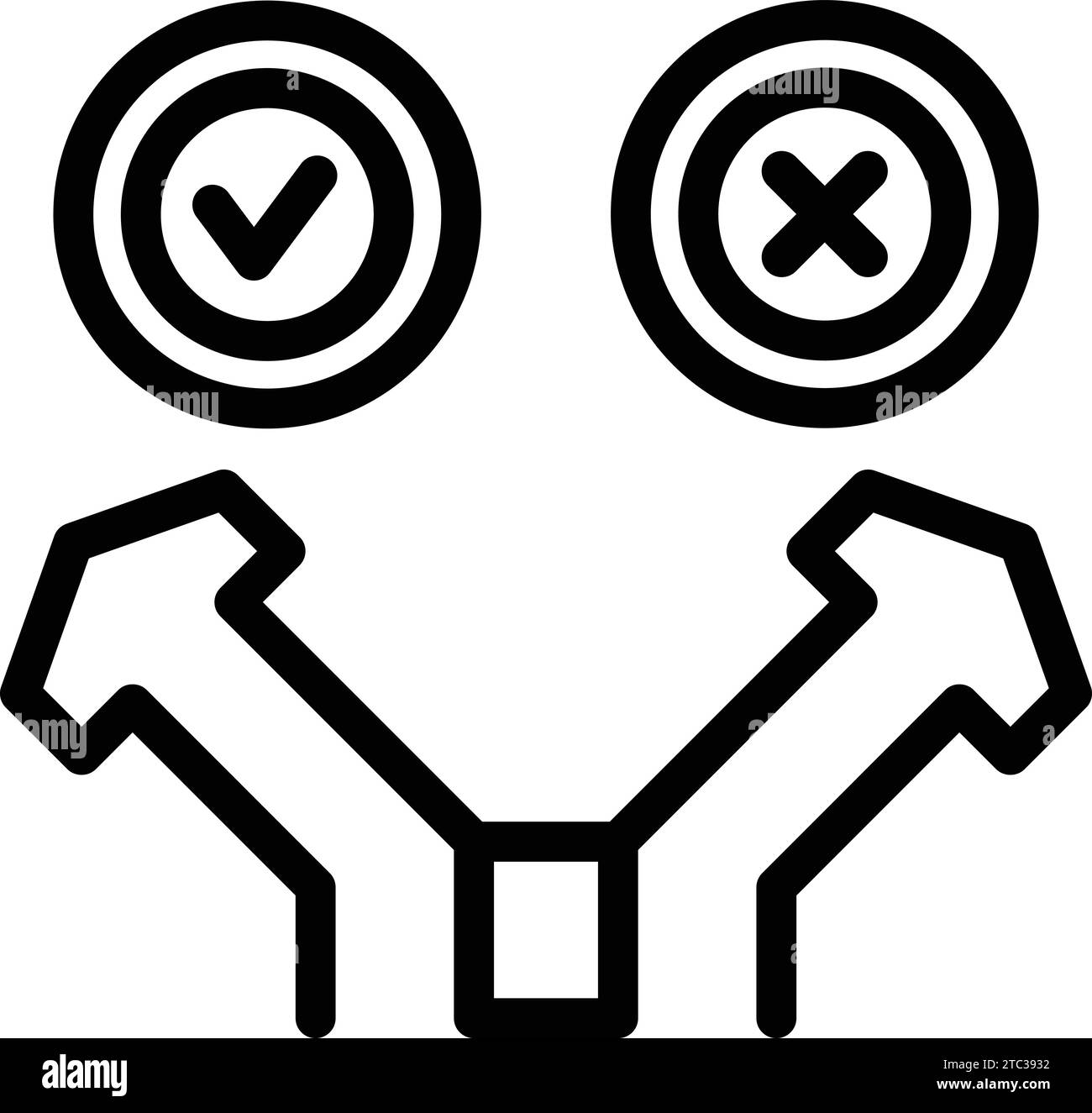 Decision making path icon outline vector. Right choice approach. Two solutions analyze Stock ...