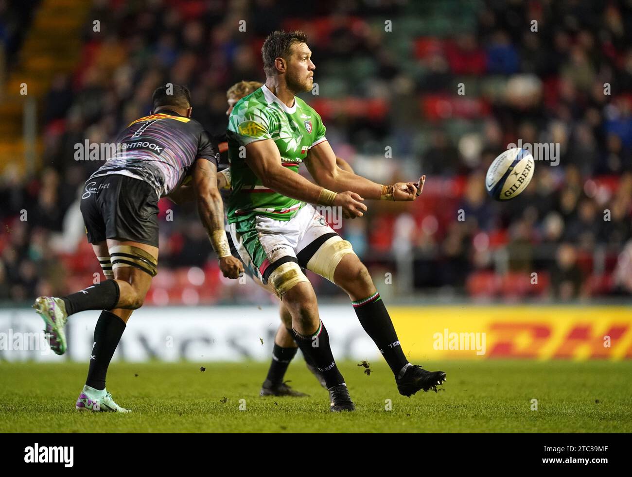 Leicester Tigers' Hanro Liebenberg (right) tackled by Stormers' Willie ...