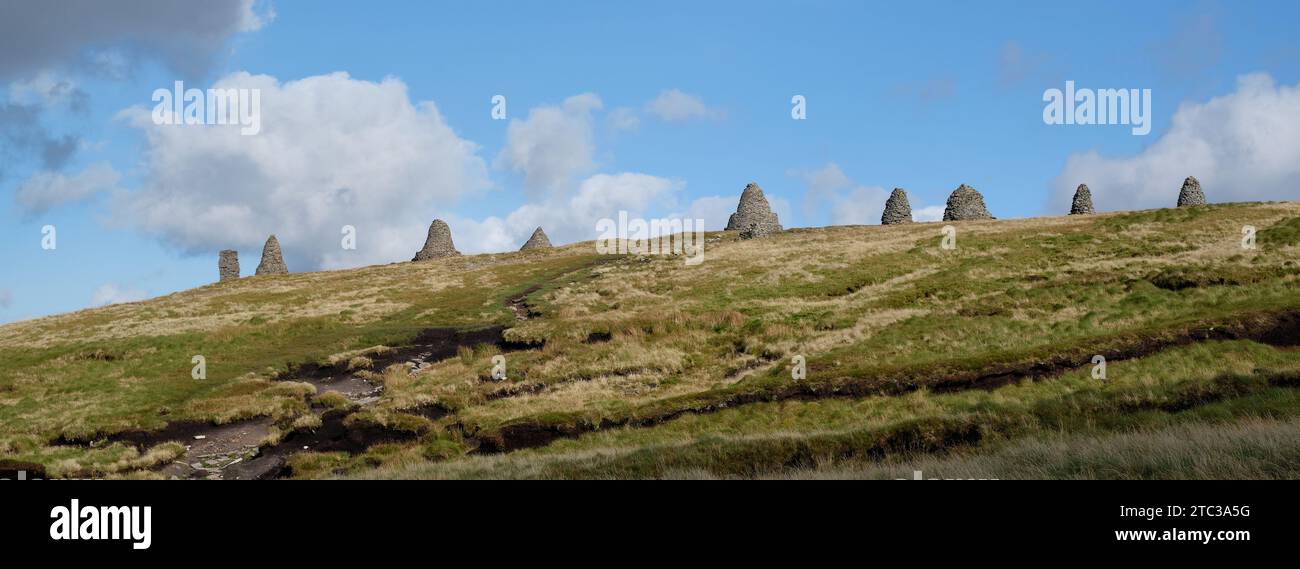 Nine Standards Rigg on Hartley Fell near Kirkby Stephen, the Pennines ...