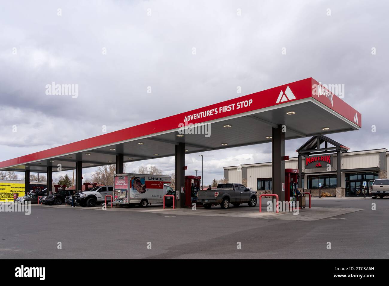 Maverik gas station and convenience store in Wyoming, USA Stock Photo ...