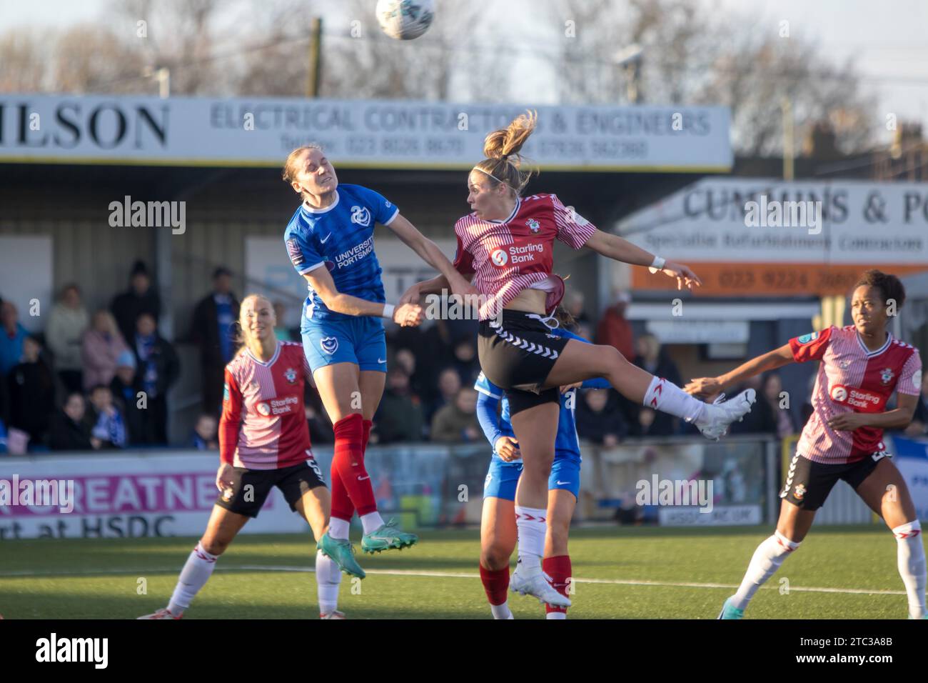Havant, England, 10th December 2023 Rianna Dean (10 Southampton) and ...
