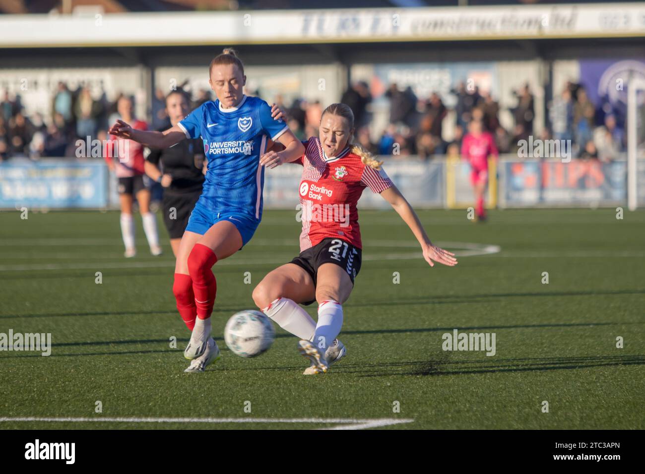 Havant, England, 10th December 2023 Jemma Purfield (21 Southampton) and ...