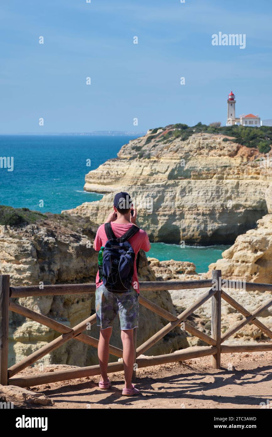 Cliffs & coastline walks East of Carvoeiro Algarve Portugal Stock Photo ...