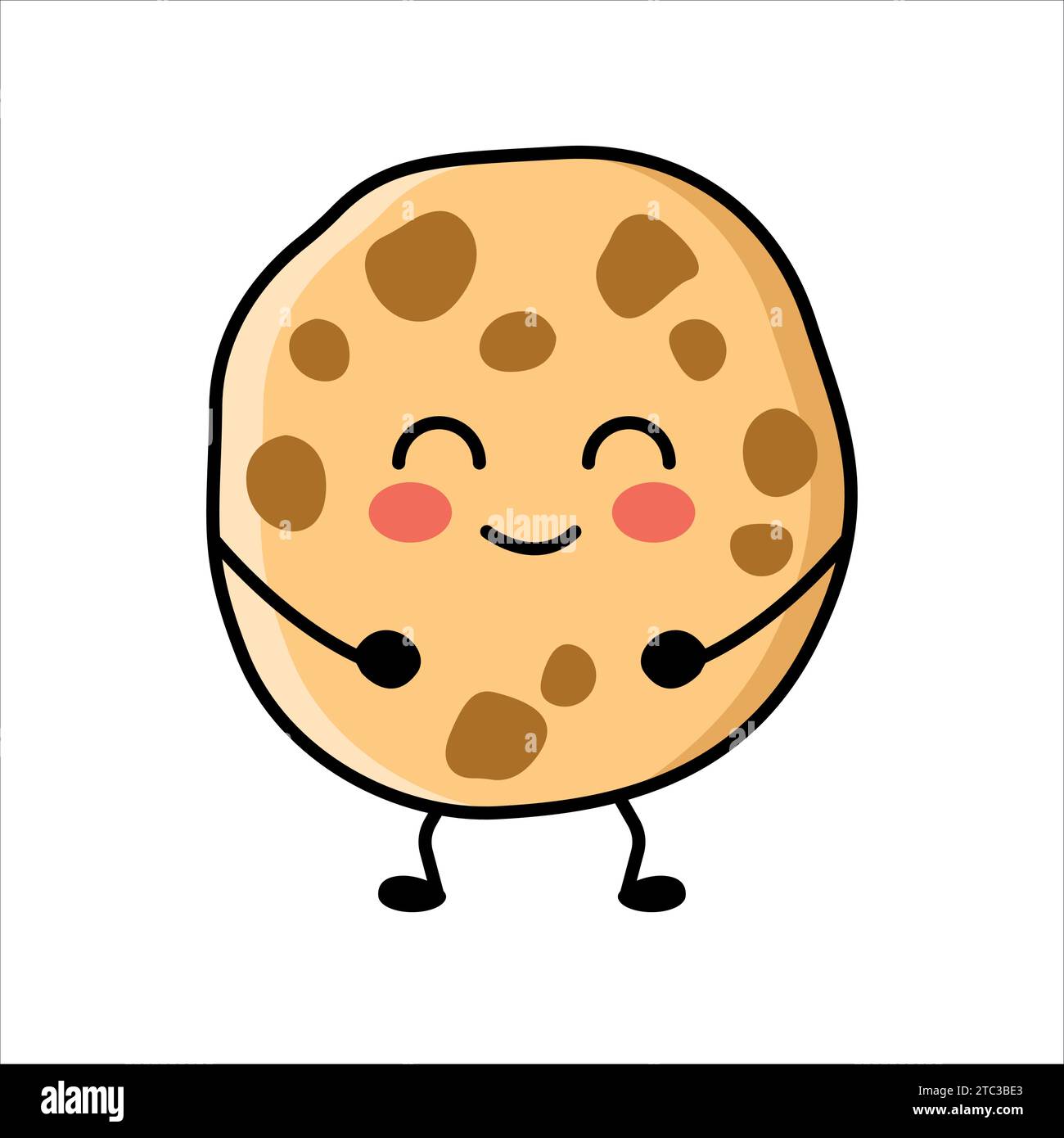 Christmas cookie emoticon color element. Cartoon happy character ...