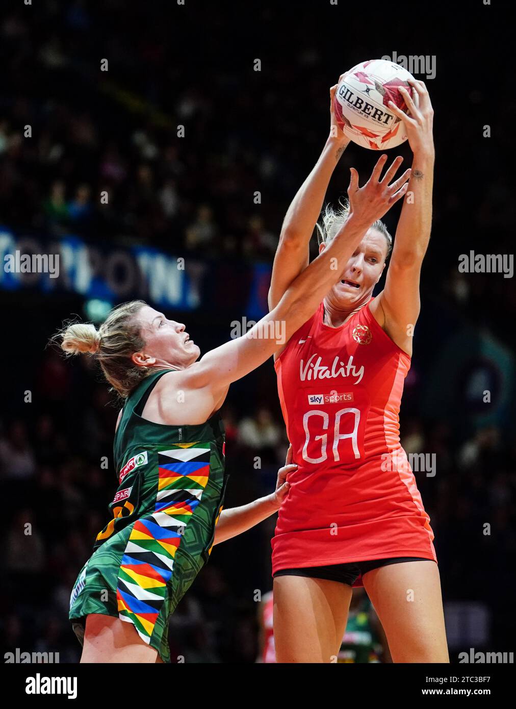 England's Sasha Glasgow and South Africa's Karla Pretorius during the ...