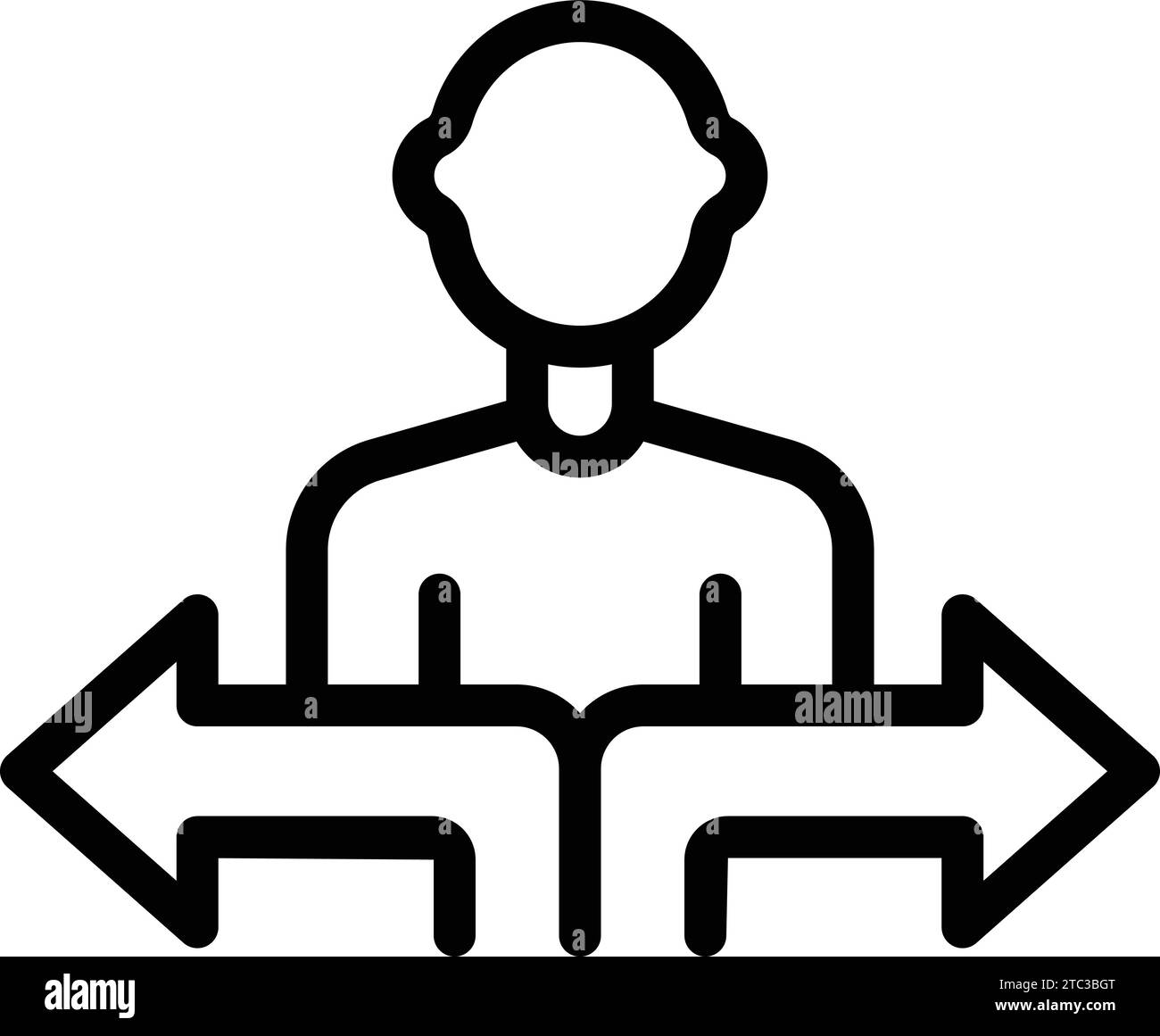 Making choice icon outline vector. Cognitive decision selection. Confused human mind Stock ...