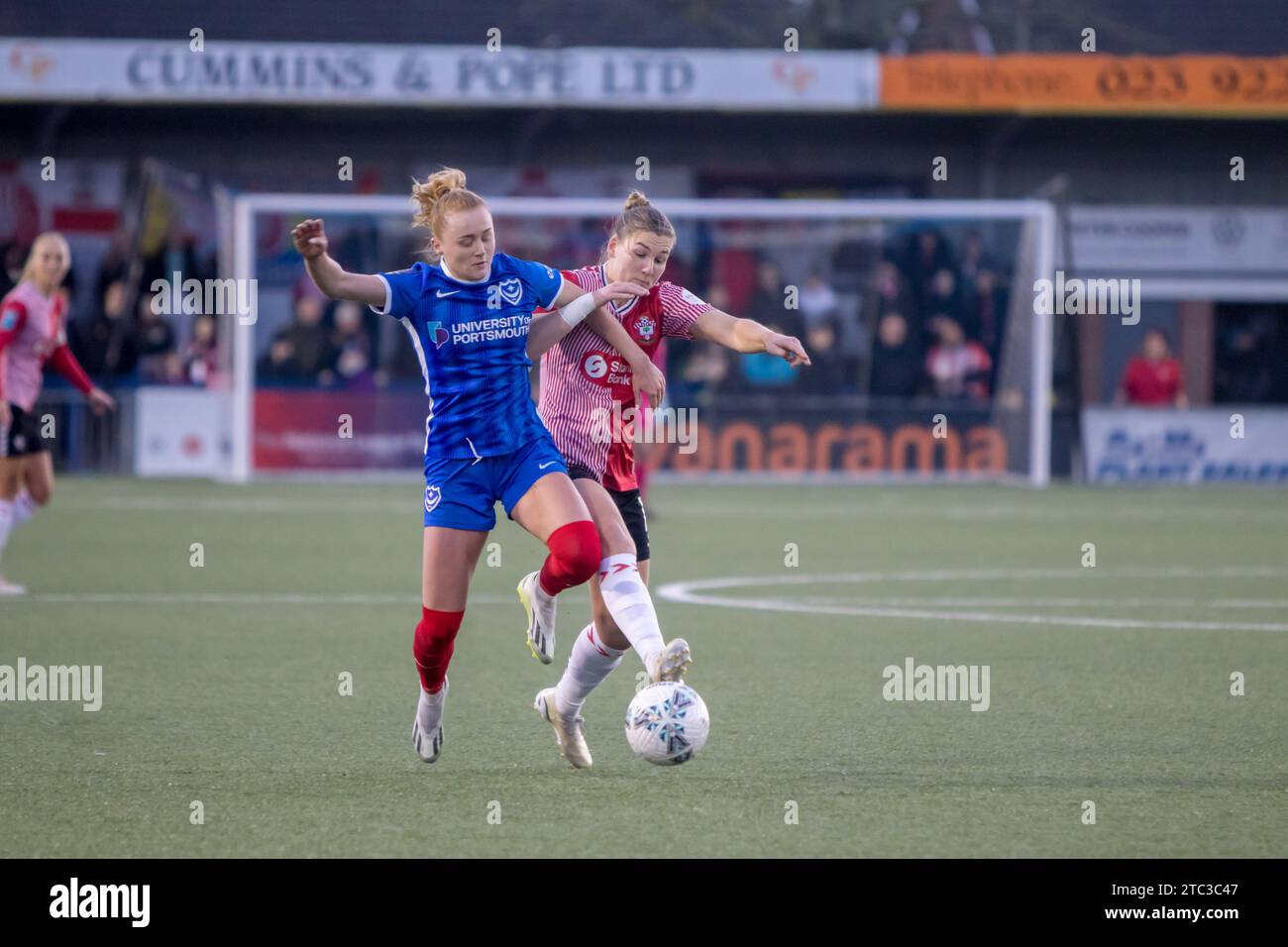 Havant, UK. 10th Dec, 2023. Alice Griffiths (19 Southampton) and Beth ...