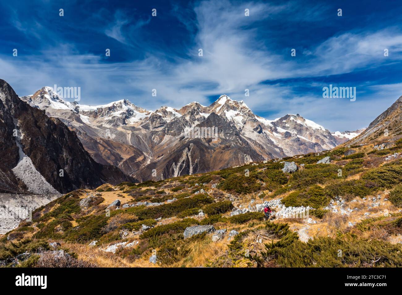 Beautiful HImalayan Mountain Range with Snowy Peaks and Blue Sky in ...