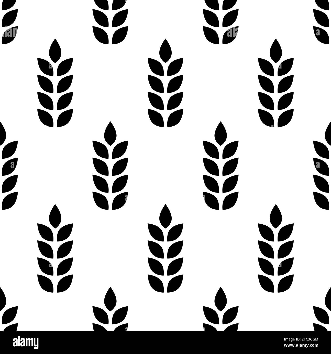 Wheat seamless pattern. Repeating black grain wheats on white ...