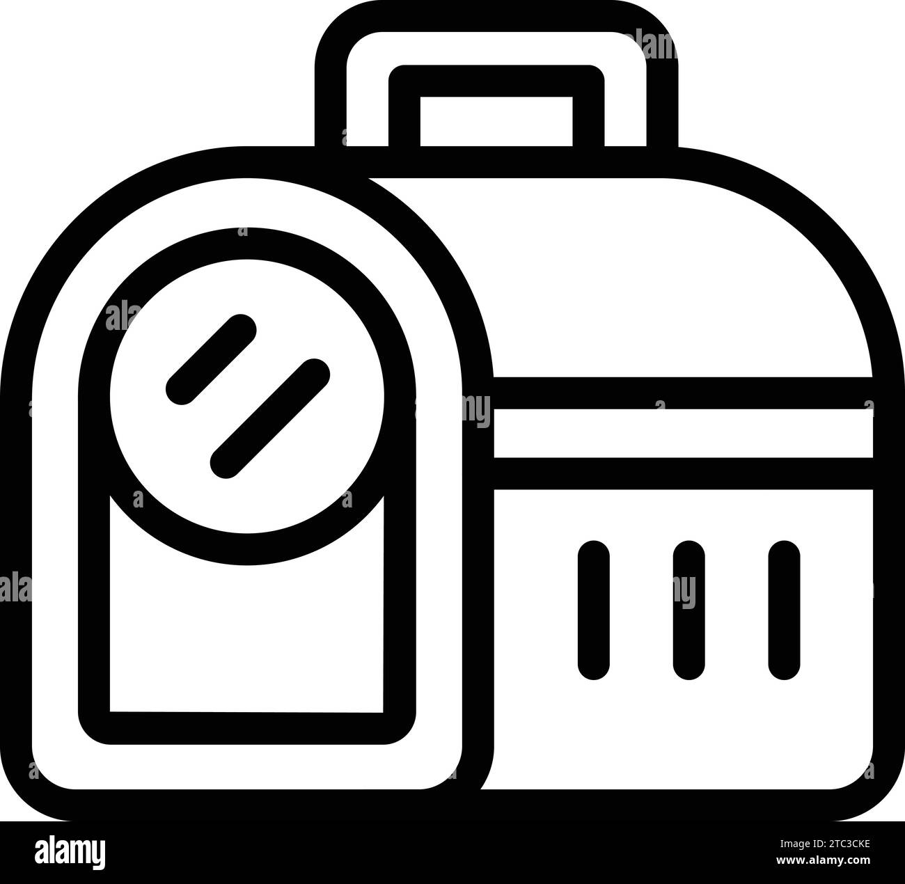 Cat travelling equipment on outline vector. Transportation feline cage ...