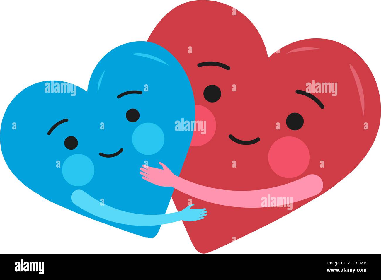 hug day illustration with hearts hugging each other Stock Vector Image ...