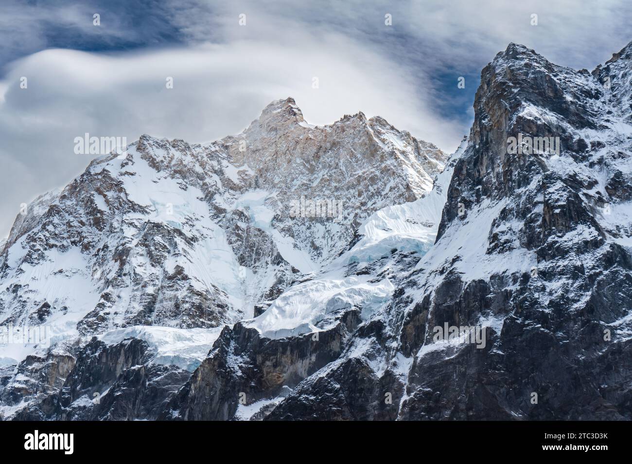 Mt. Kumbhakarna seen from Jannu Base Camp in the Himalayas of Taplejung ...