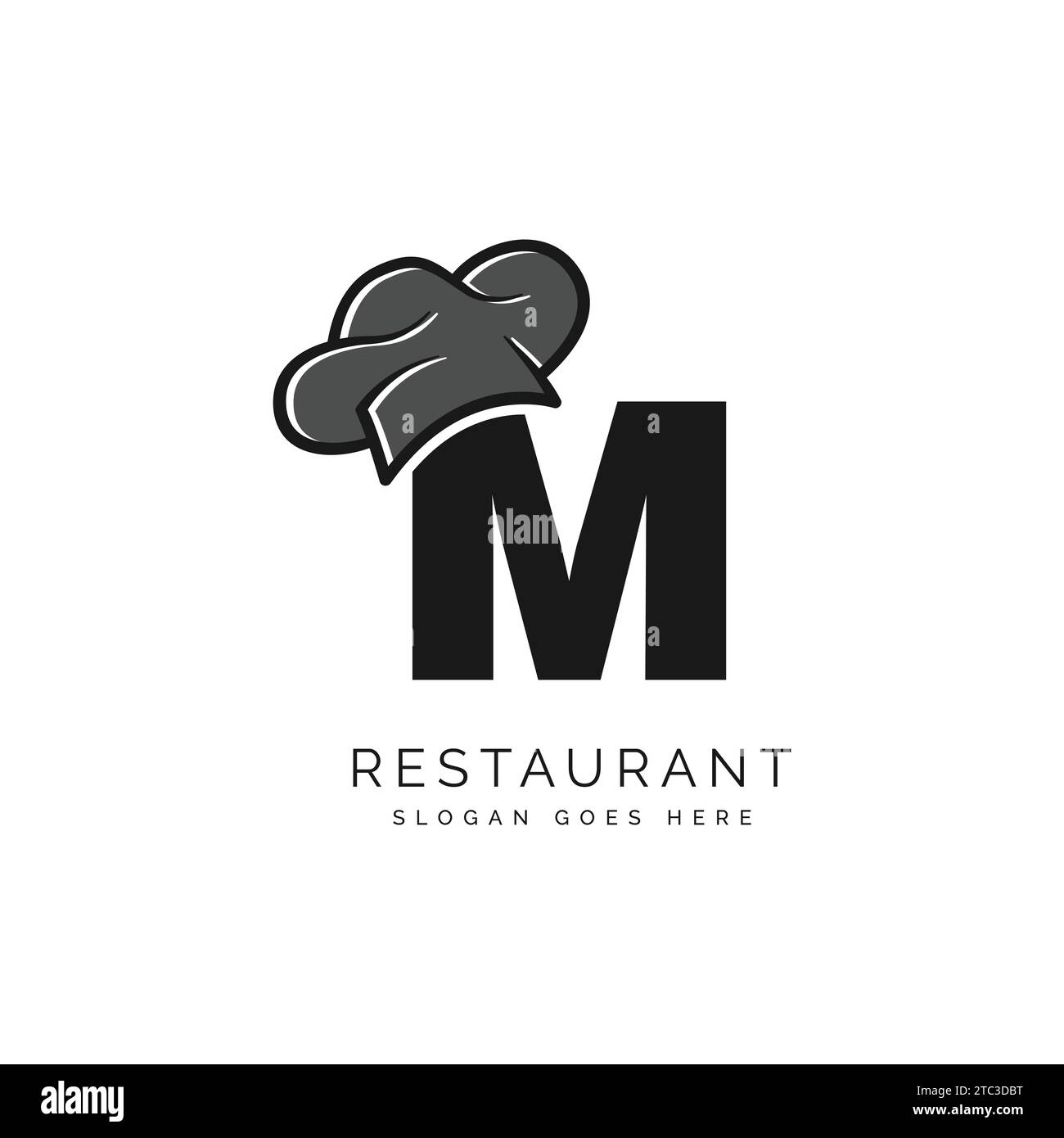 Letter M logo with chef's hat for a restaurant. Alphabet M Concept ...