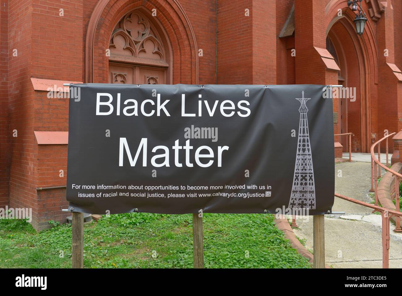 Black Lives Matter banner outside a church in Washington DC Stock Photo ...