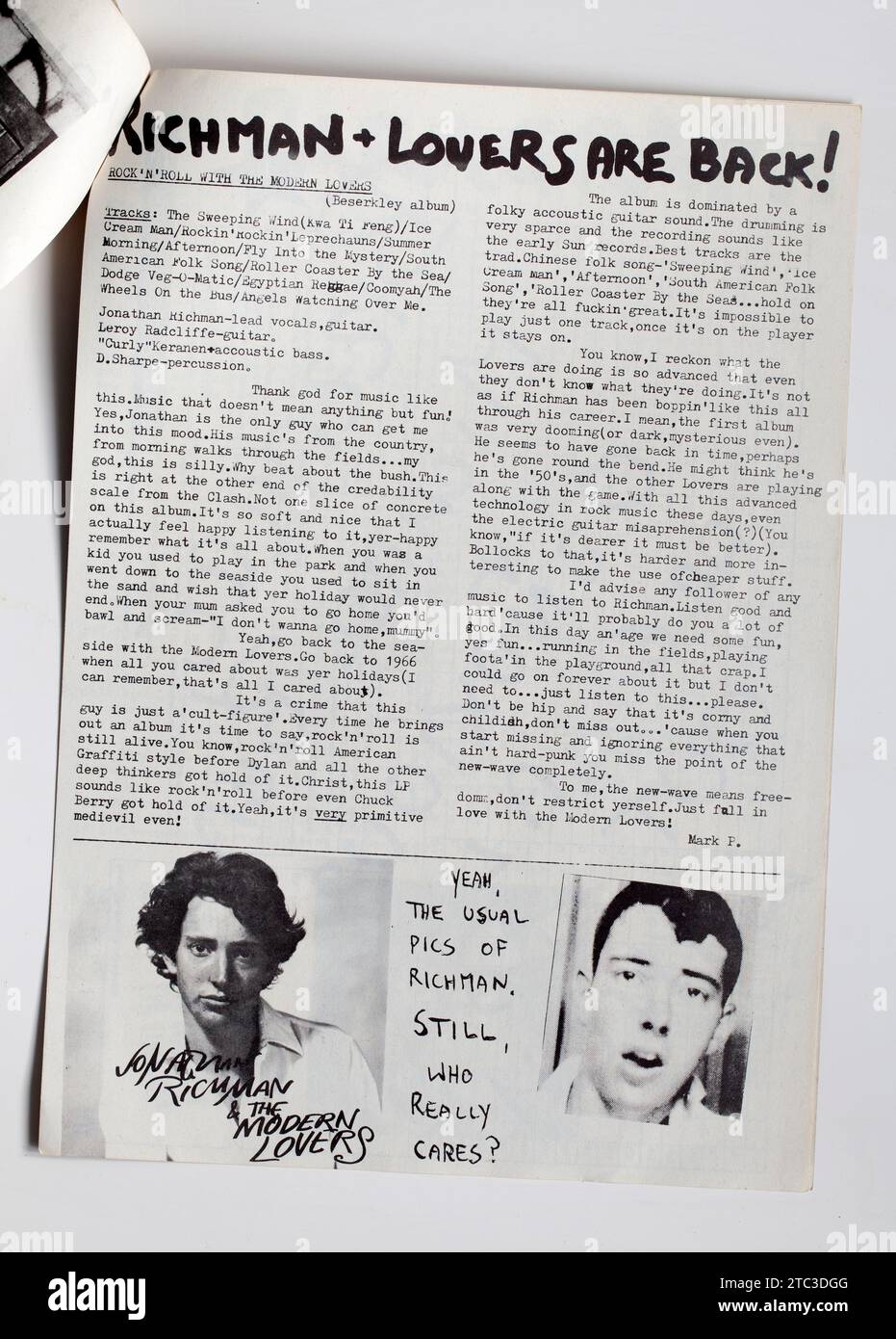 Feature about Jonathan Richman and the Modern Lovers in issue No 11 of ...