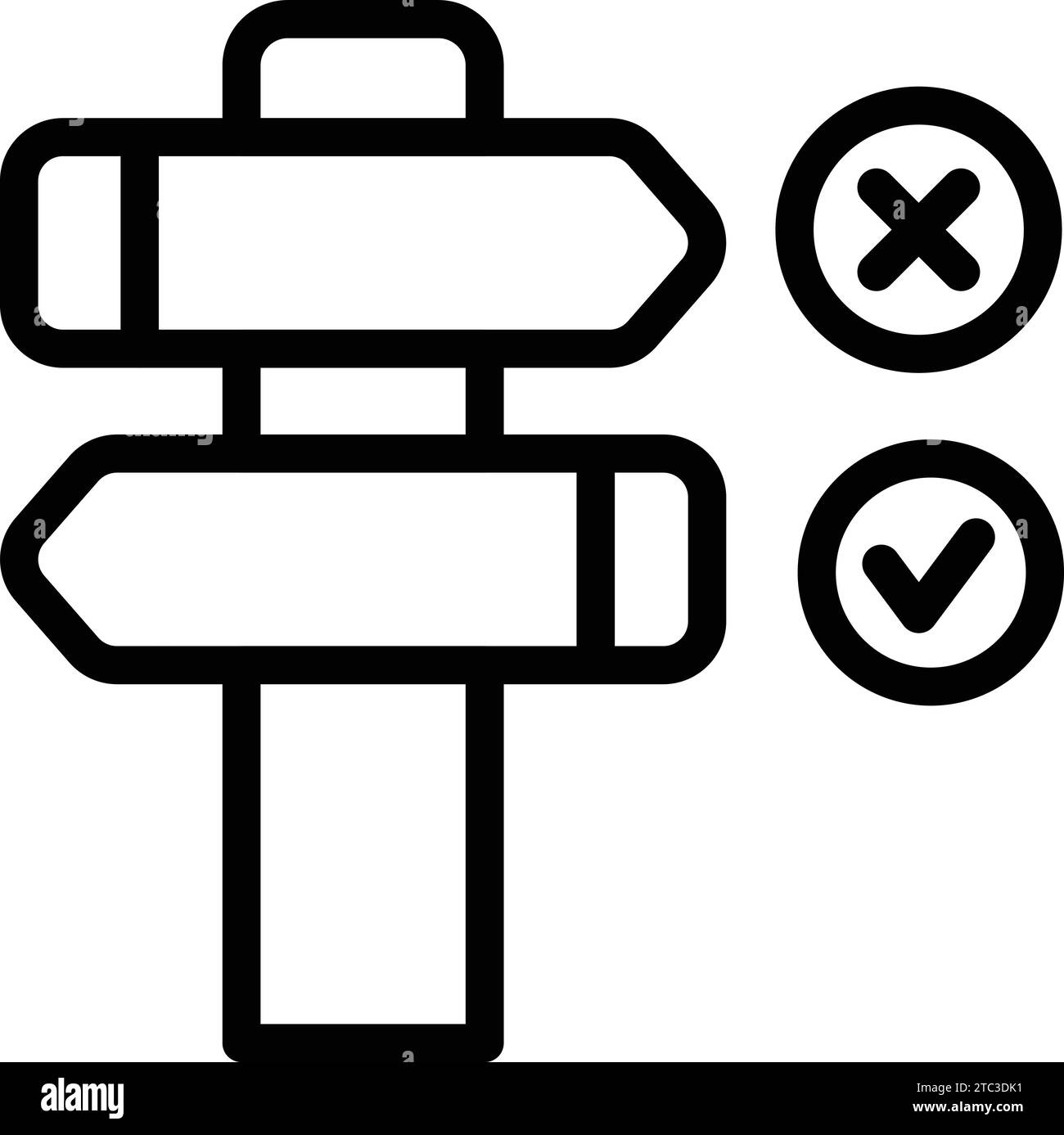 Multiple road sign icon outline vector. Making decision mind. Find the ...