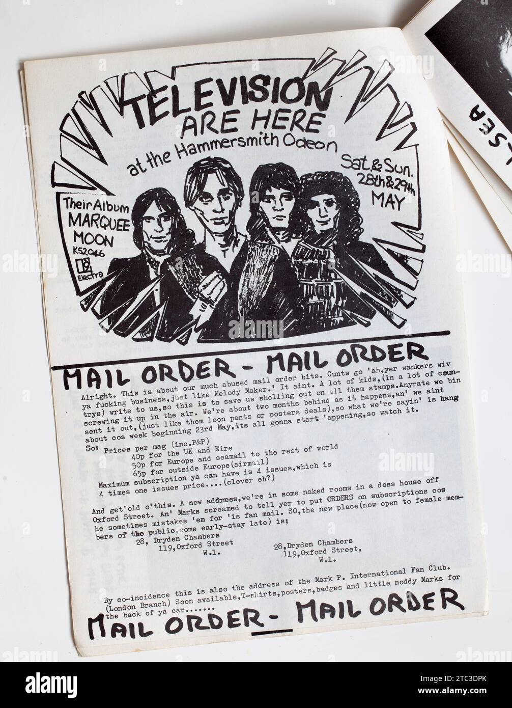 Advert for Television in 1970s SNIFFIN' GLUE Punk Rock Fanzine Magazine ...