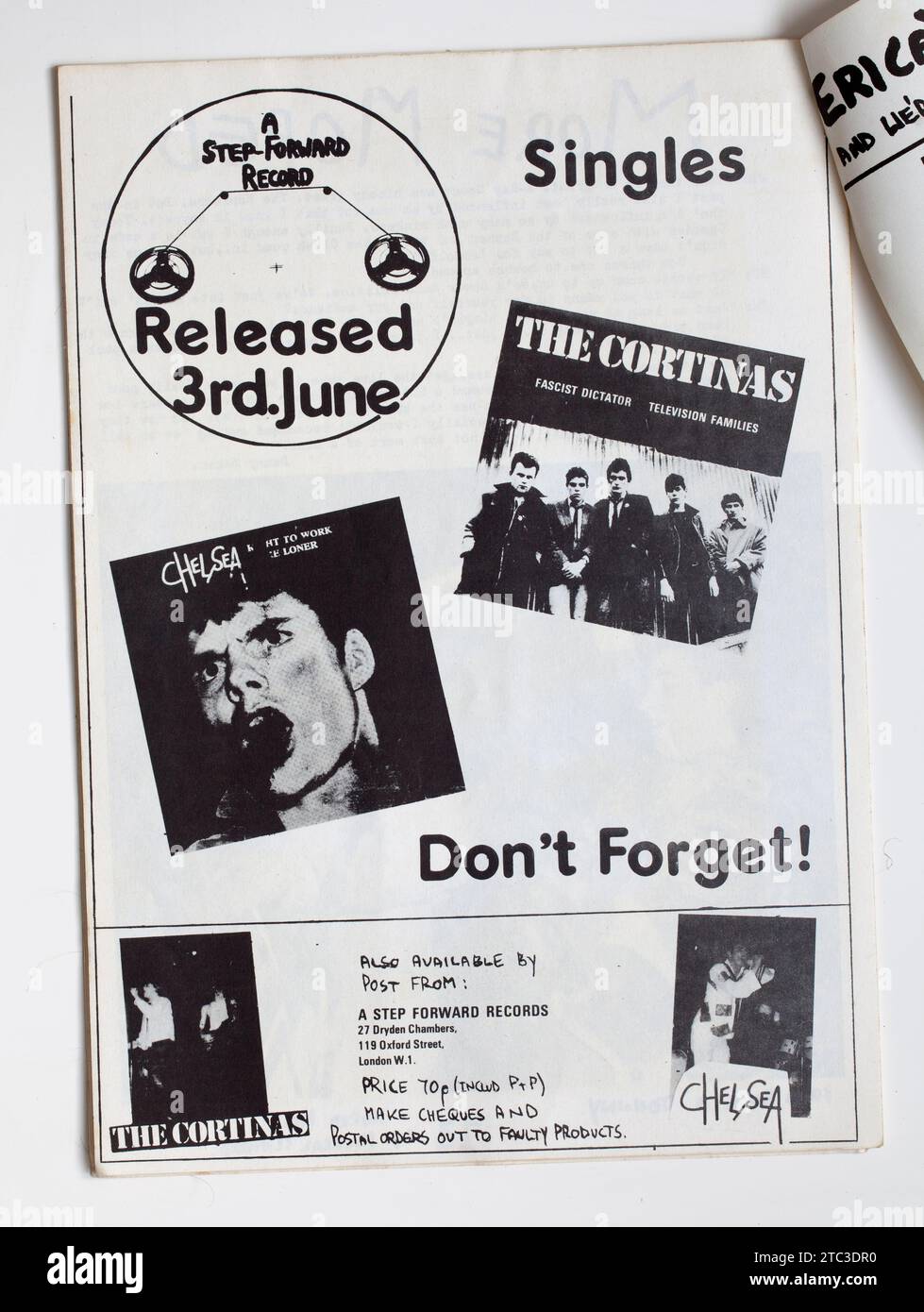 Advert for The Cortinas and Chelsea in 1970s SNIFFIN' GLUE Punk Rock ...