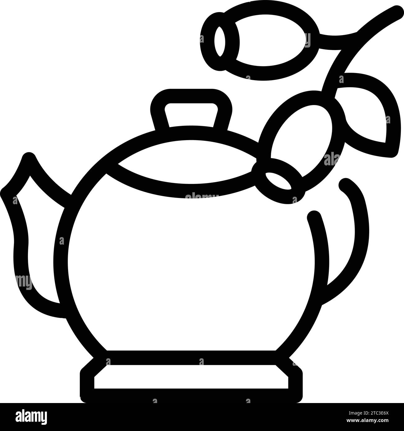 Rosehip infusion teapot icon outline vector. Natural tea drink ...