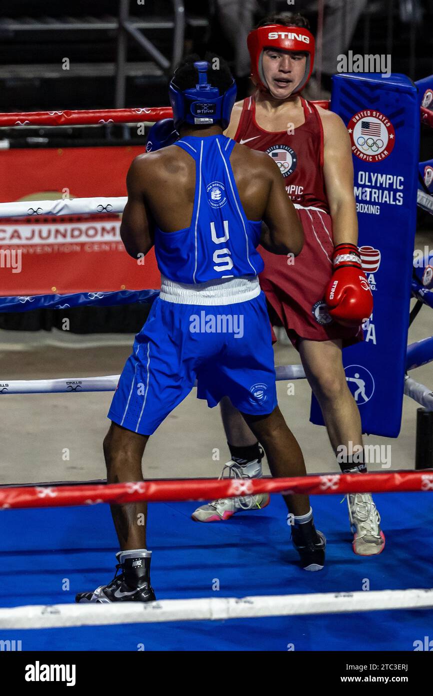 Nathan Lugo (red) fights Obed Bartee-El (blue) during the Olympic ...