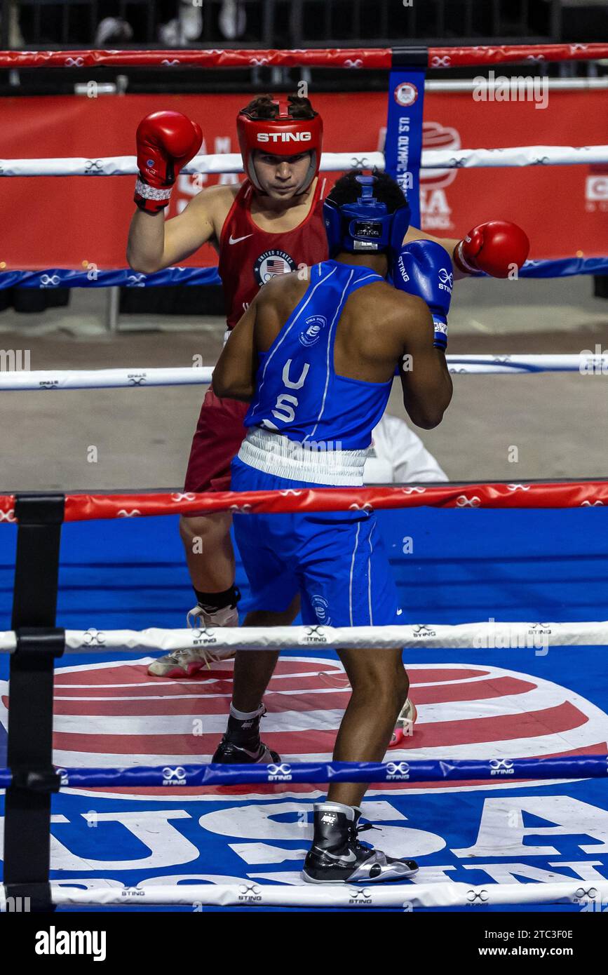 Nathan Lugo (red) fights Obed Bartee-El (blue) during the Olympic ...