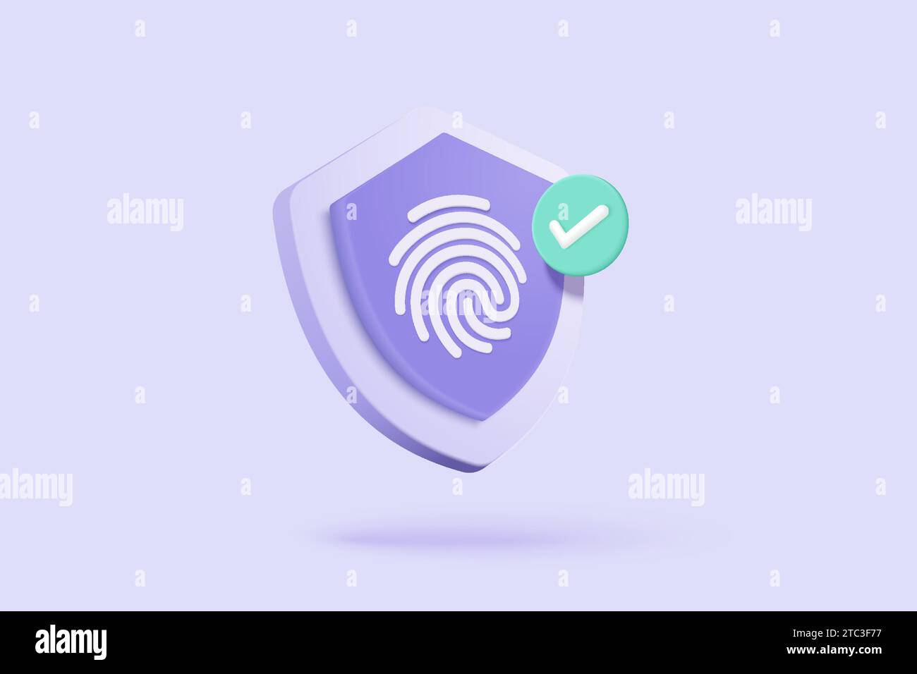 3d Fingerprint Cyber Secure Icon Digital Security Authentication Concept Finger Scan For