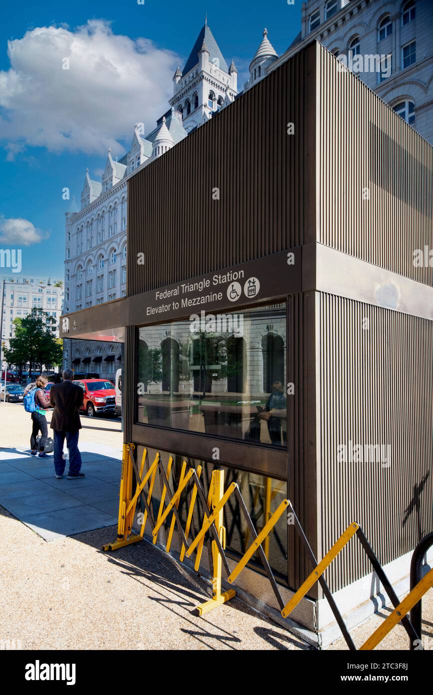 The Federal Triangle Station elevator onto 12th Street in Washington DC ...