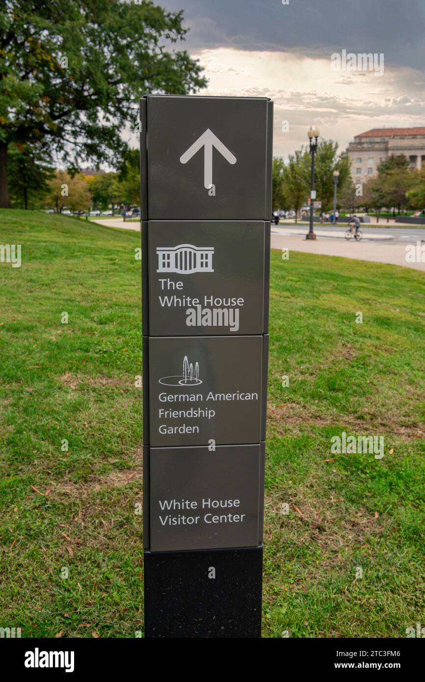 Tourist direction sign listing The White House, German American ...