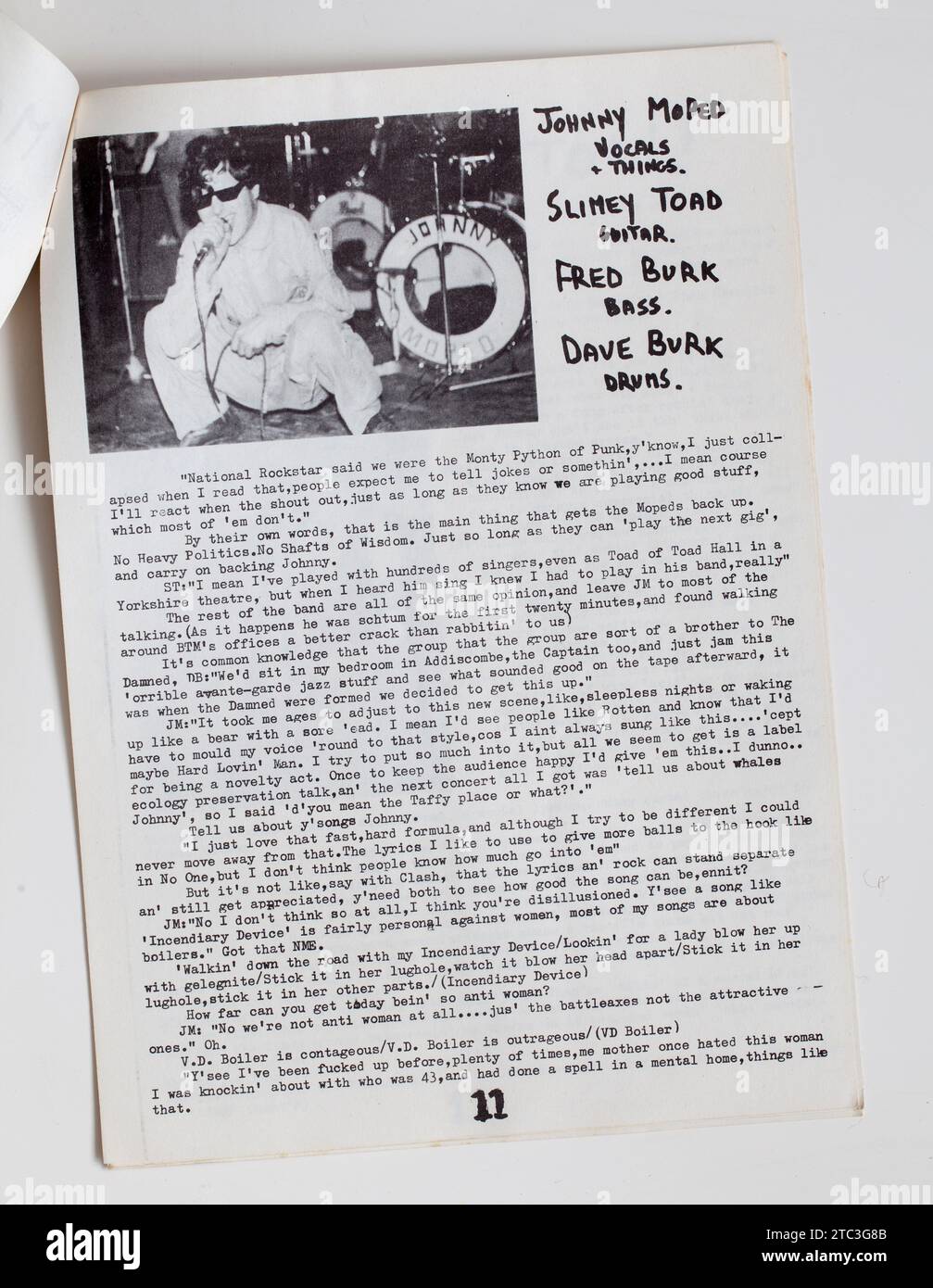 Johnny Moped Feature in 1970s SNIFFIN' GLUE Punk Rock Fanzine Magazine ...