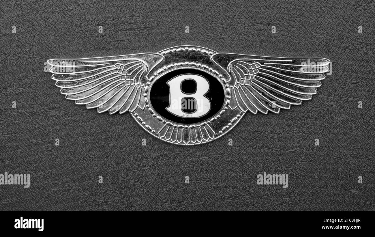 Bentley Wings Logo on a leather background Stock Photo - Alamy
