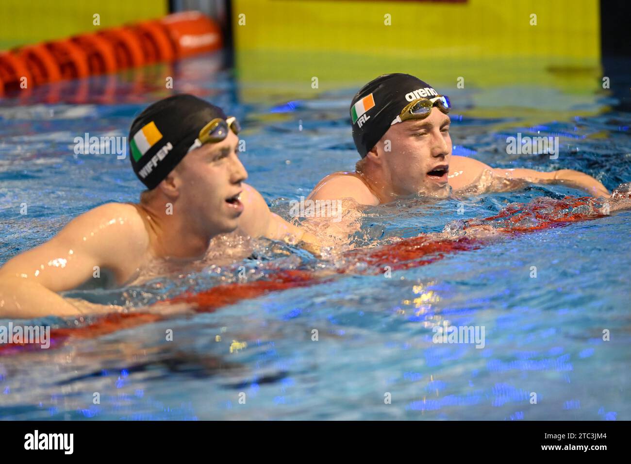 Ireland's Daniel Wiffen, right, celebrates after winning the Men's 800m ...