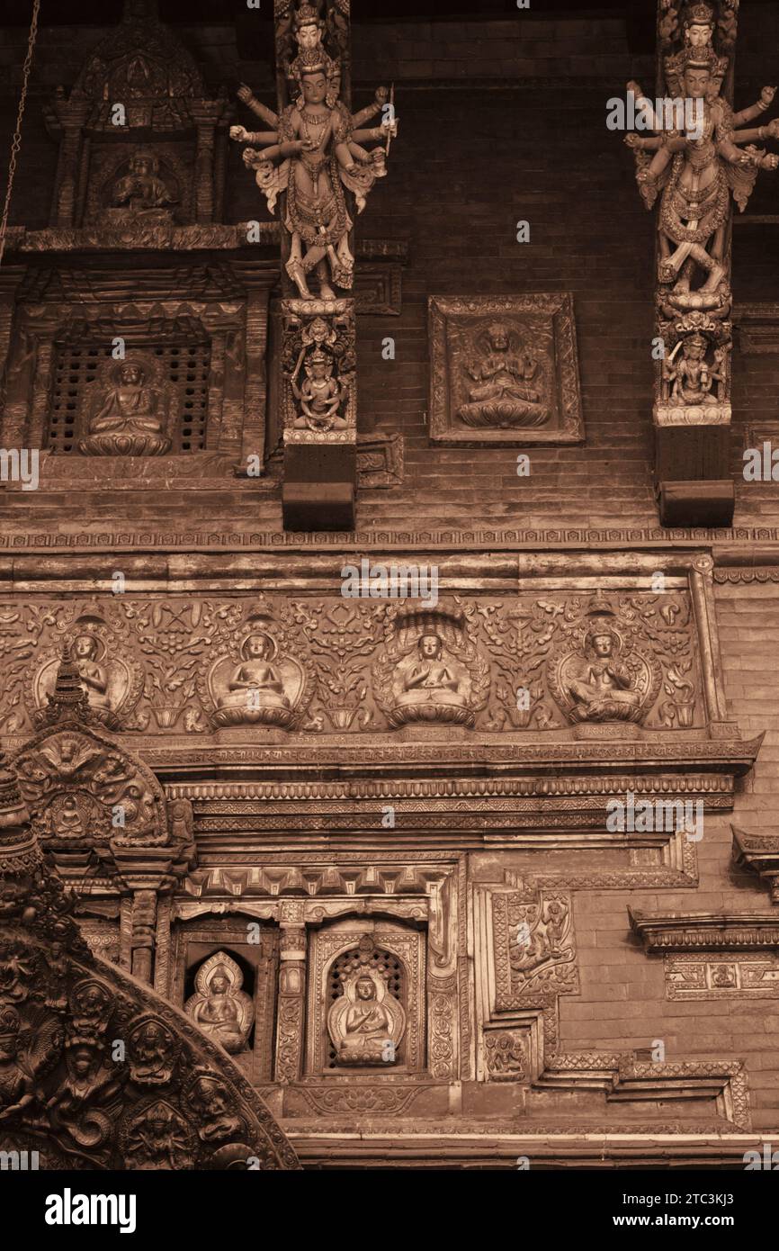 Nepal, Patan, hindu temple architecture detail Stock Photo - Alamy