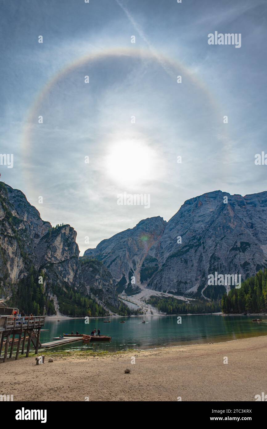 Colorful halo over a mountain lake Stock Photo - Alamy