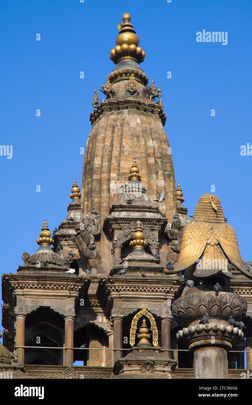 Nepal, Patan, Durbar Square, Krishna Temple, Garuda Pillar Stock Photo ...