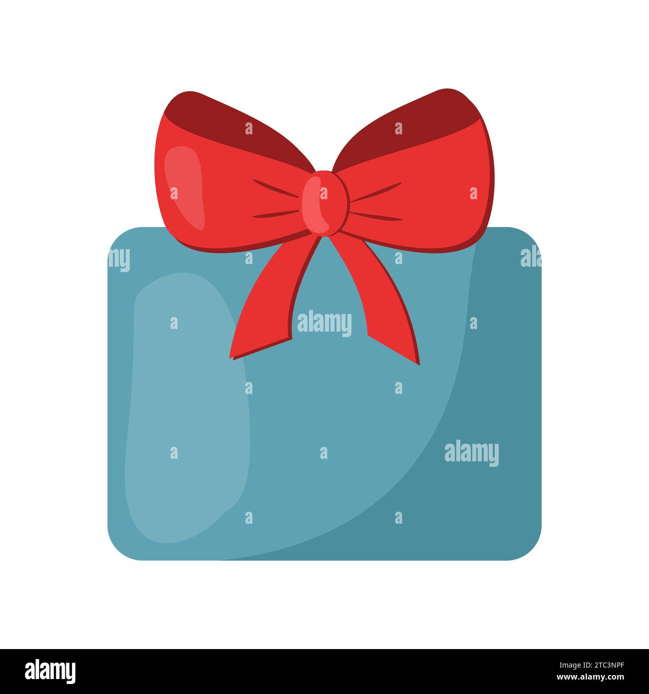 Blue wrapped gift box with big red ribbon bow, vector illustration Stock Vector Image & Art - Alamy