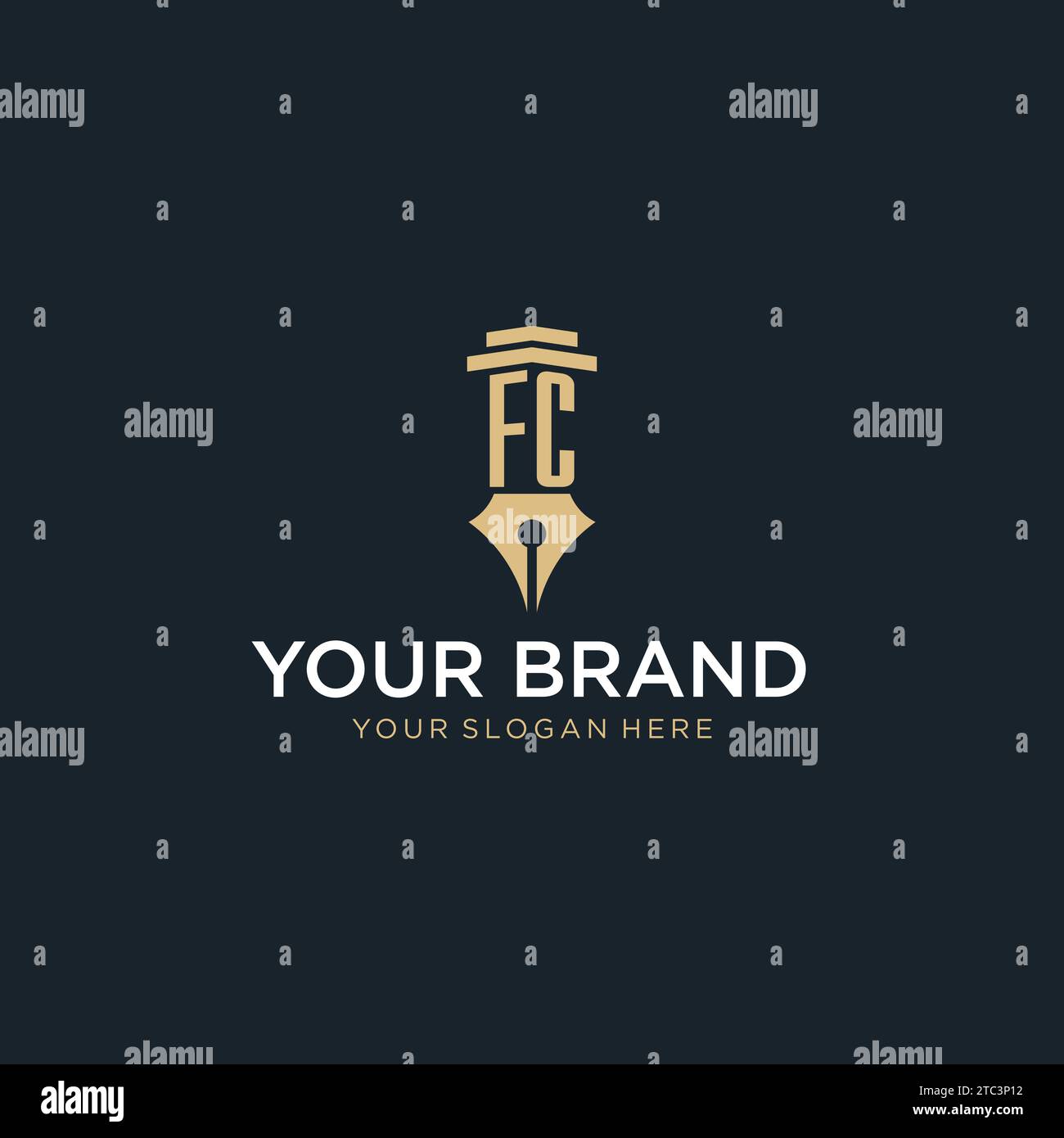 FC monogram initial logo with fountain pen and pillar style design ideas Stock Vector Image ...