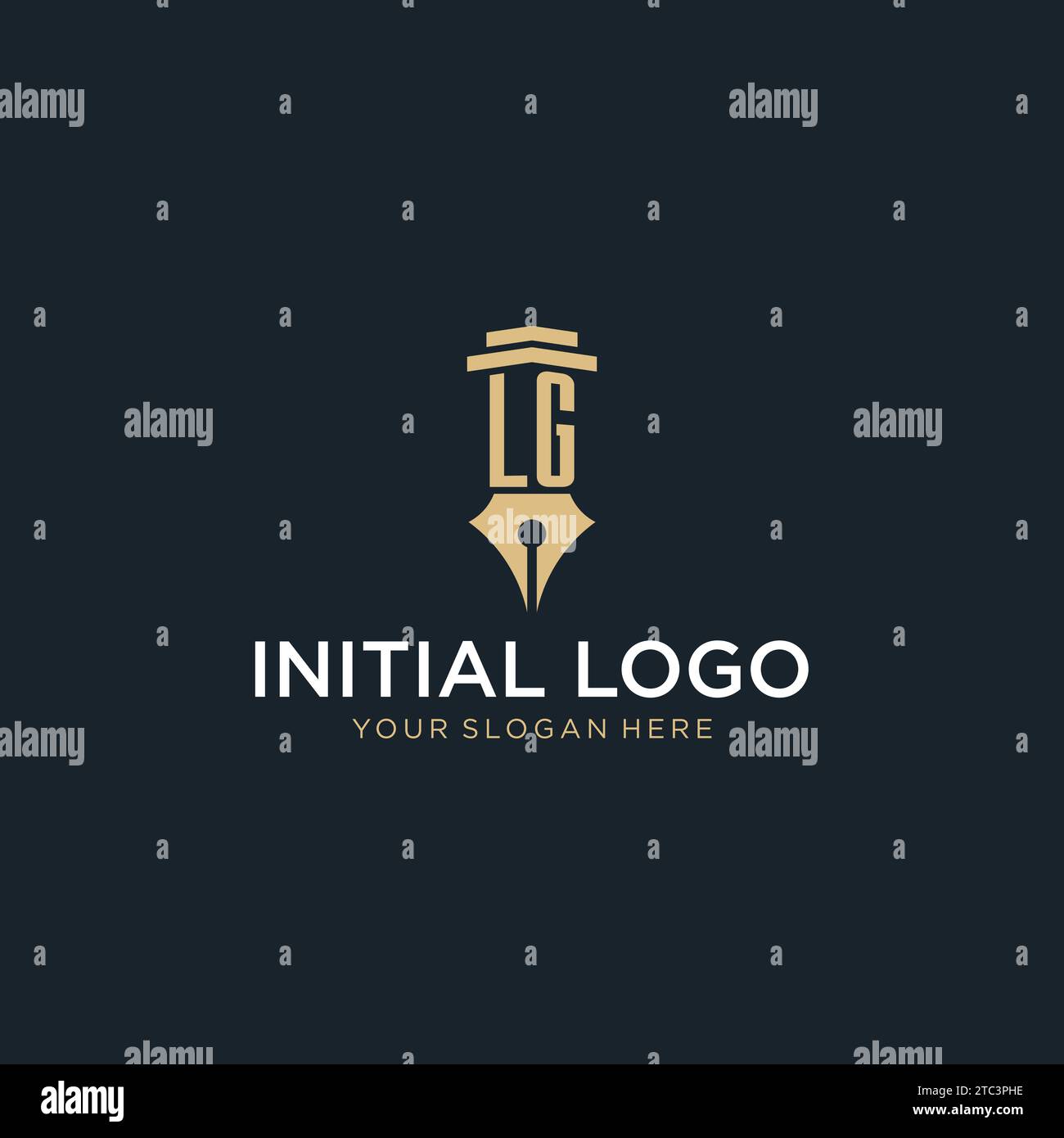LG monogram initial logo with fountain pen and pillar style design ideas Stock Vector Image ...