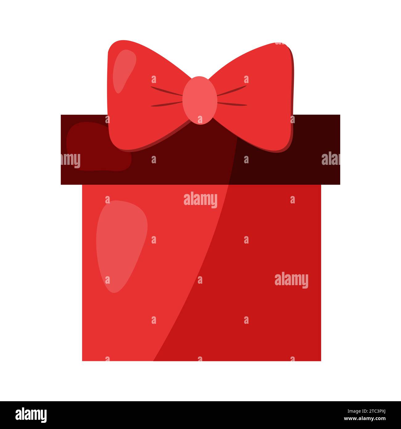 Red gift box with big red ribbon bow, vector illustration Stock Vector ...