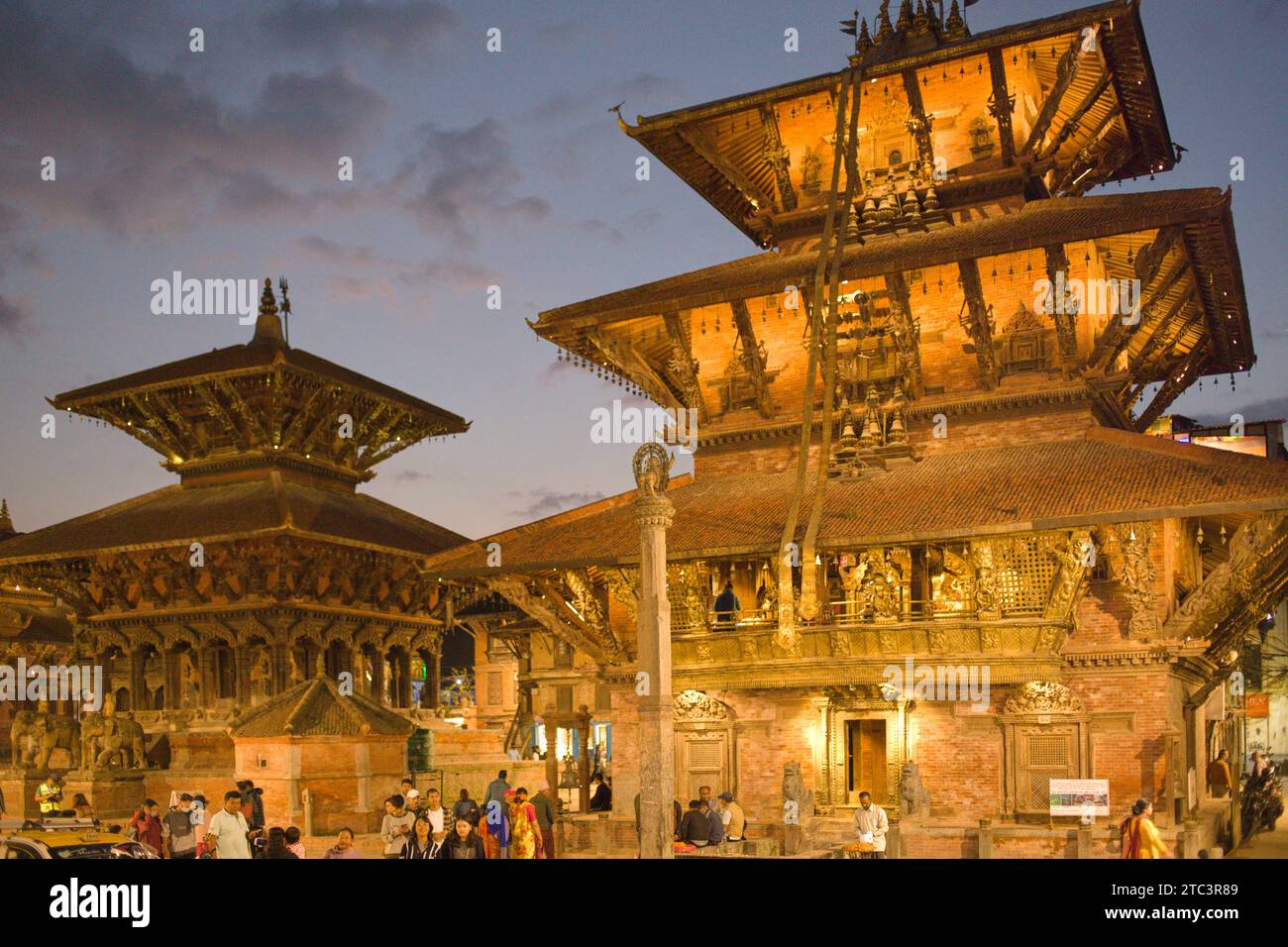 Nepal, Patan, Durbar Square, Bishwanath Temple, Bhimsen Temple Stock ...
