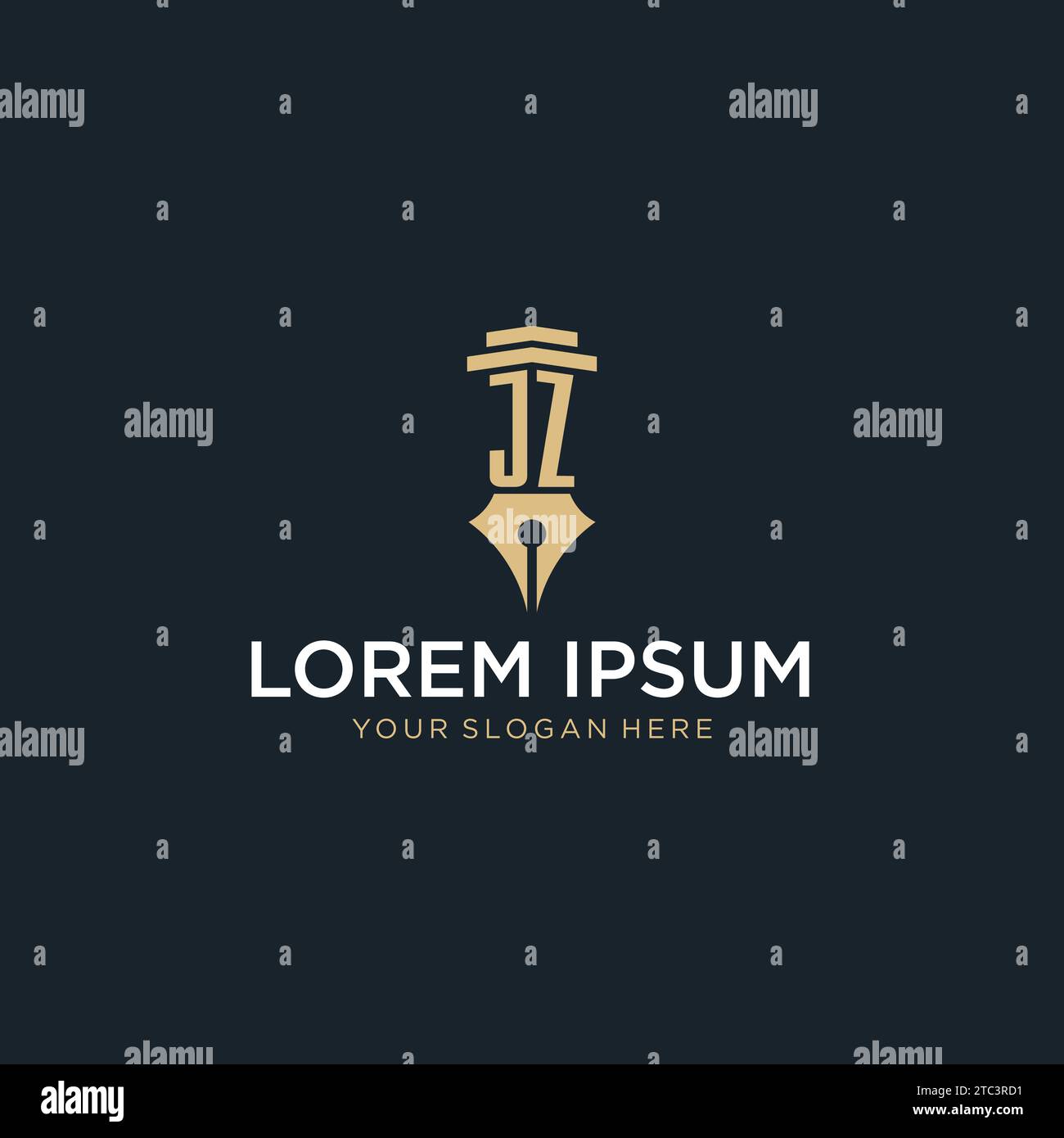 JZ monogram initial logo with fountain pen and pillar style design ideas Stock Vector Image ...