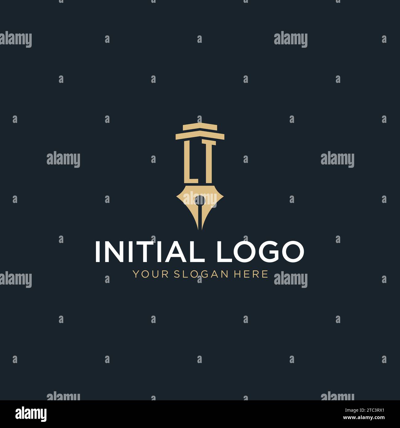 LT monogram initial logo with fountain pen and pillar style design ideas Stock Vector Image ...