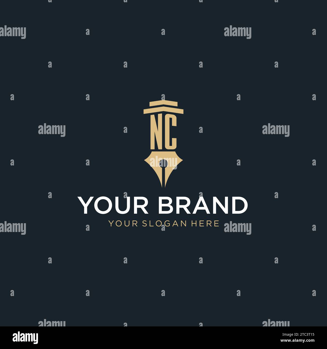 NC monogram initial logo with fountain pen and pillar style design ideas Stock Vector Image ...